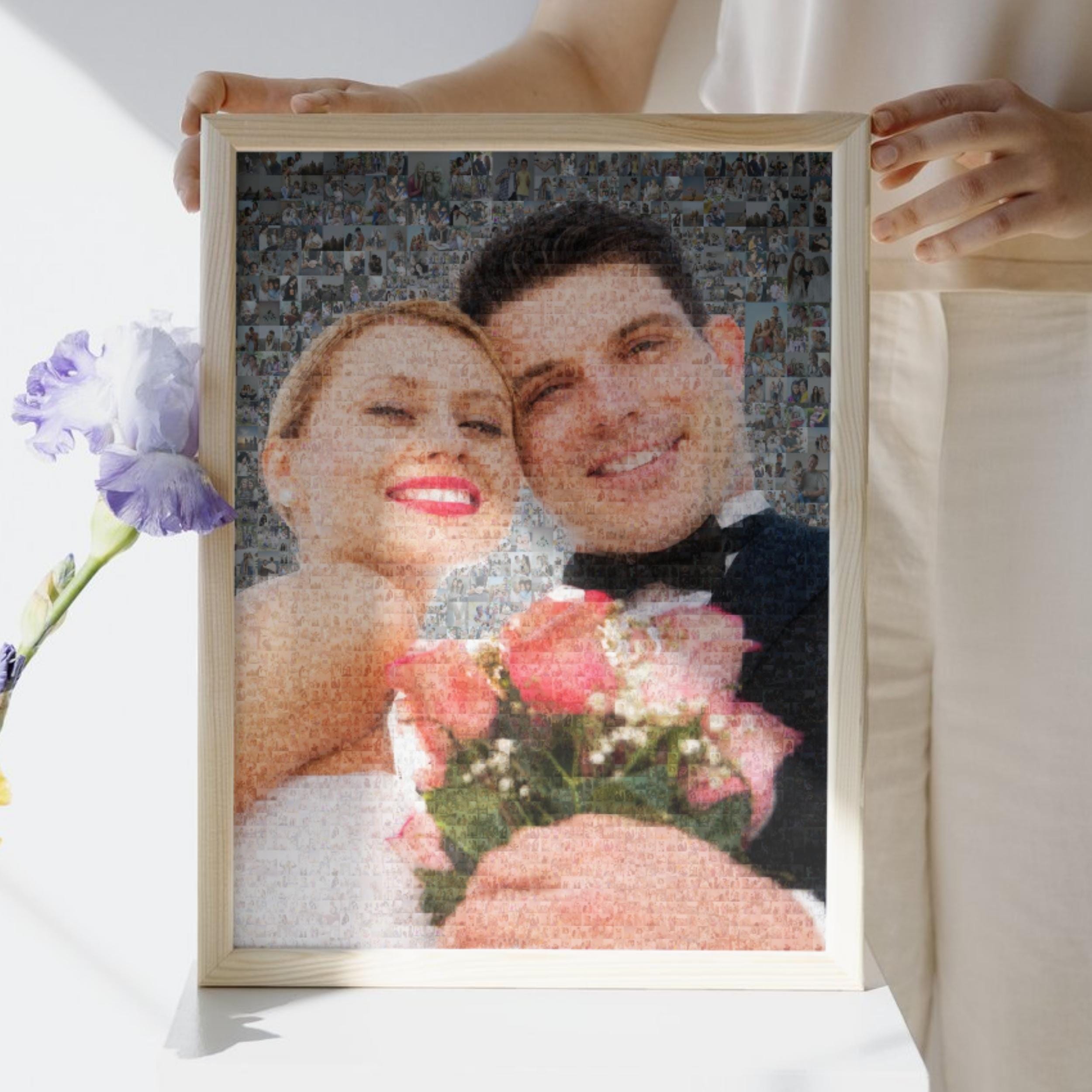 Custom Photo Mosaic Art: Wedding Portrait Canvas Print (digital File or ...