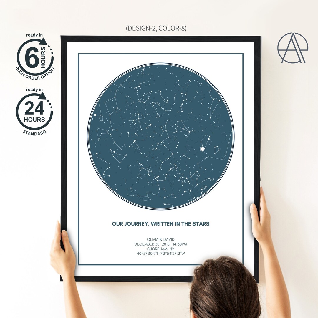 Unique Star Map by Date, the Night We Met Sky Chart Printable, Night ...