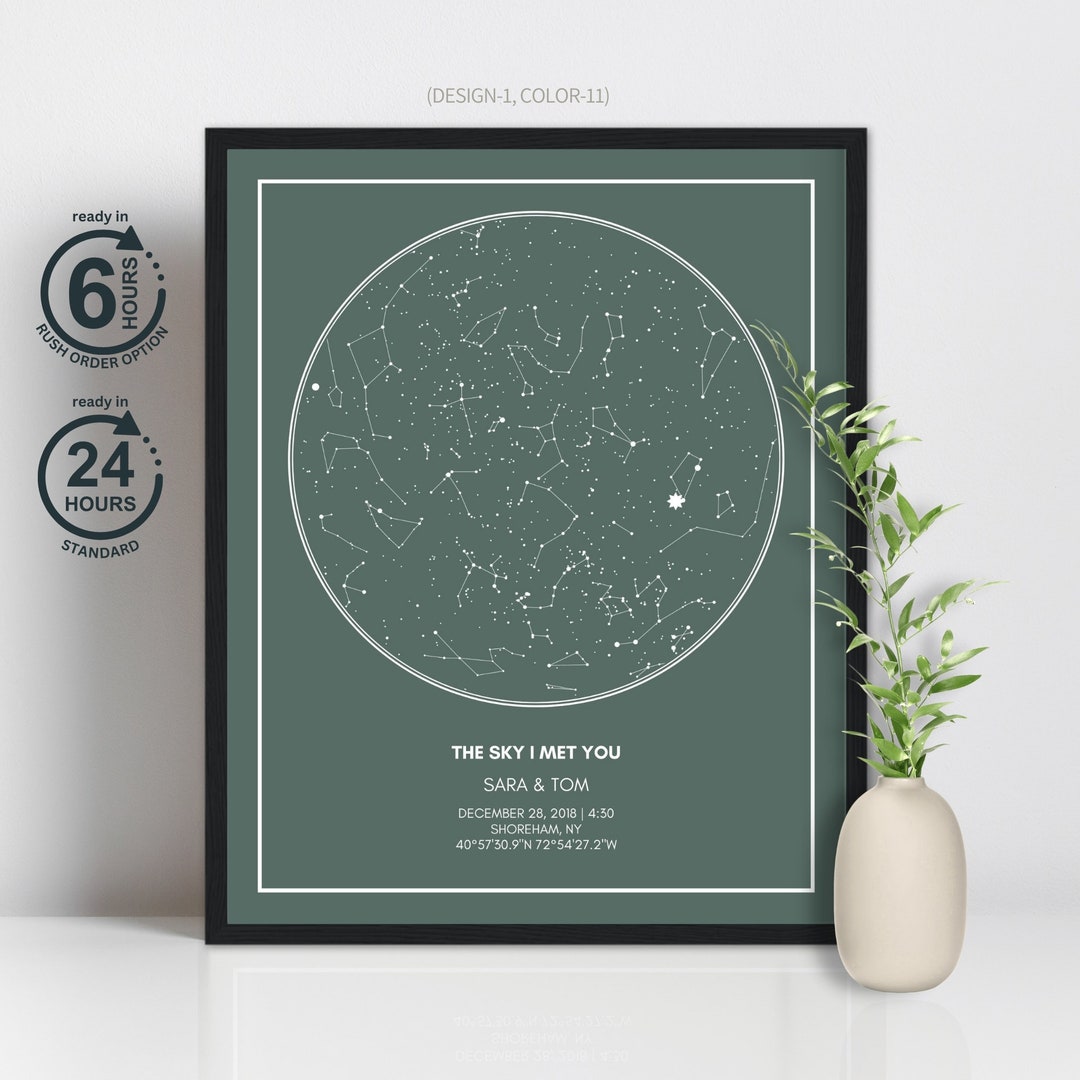 Personalized Star Map by Date, the Night We Met Sky Chart Printable ...