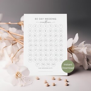 Printable Wedding Countdown, 60 Day Countdown Tracker, Instant Download ...