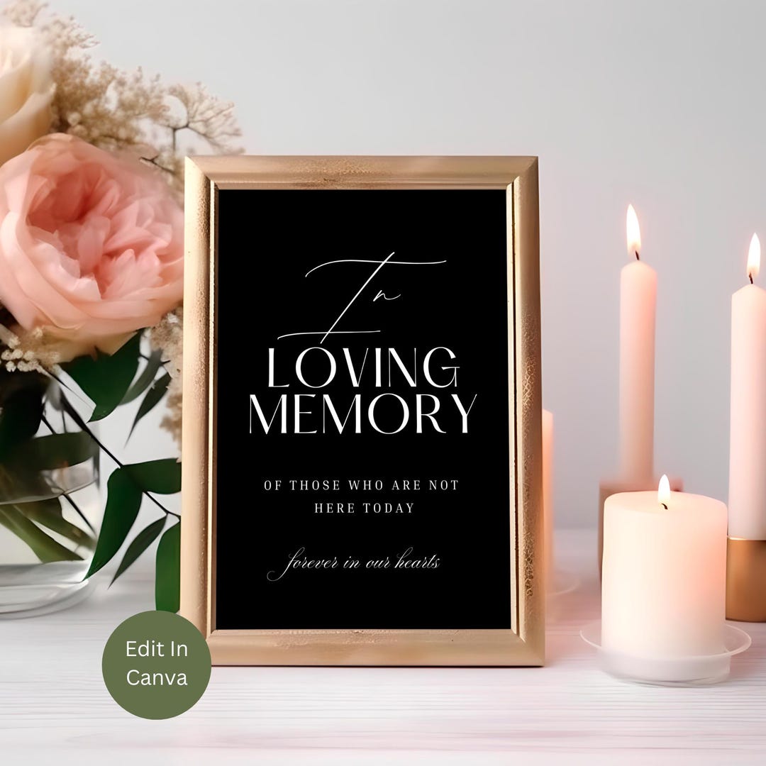 Minimal in Loving Memory Sign, Memorial Sign Template, Editable ...