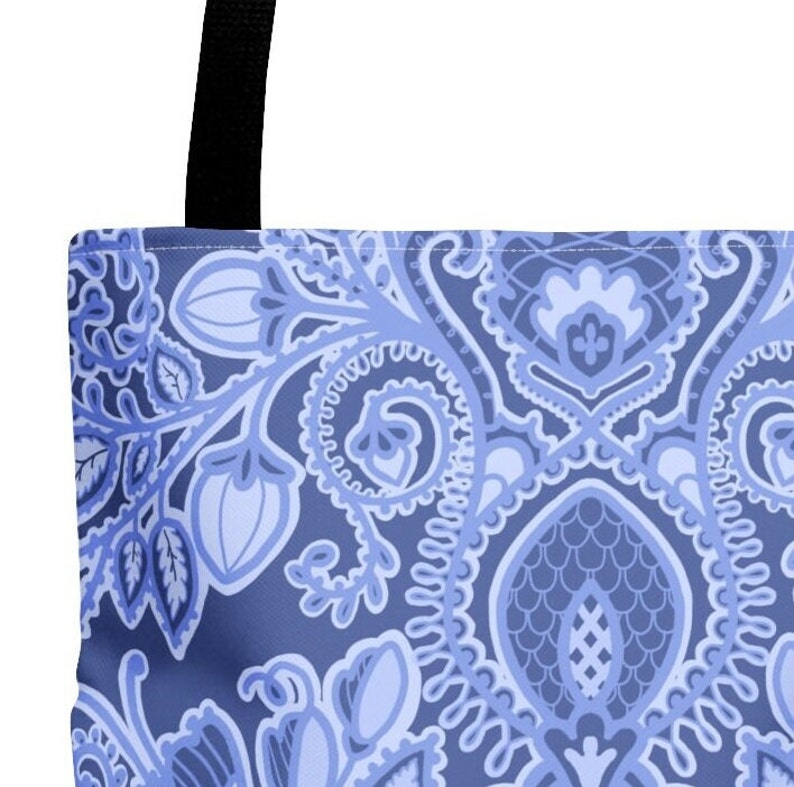 Shades of Blue Chinoiserie Aesthetic Tote Bag. Grand Millennial Bride ...