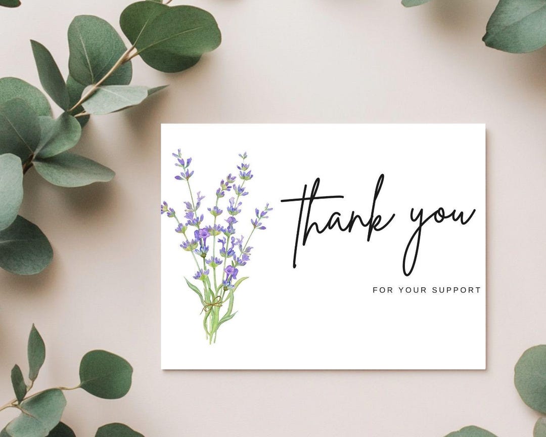 Editable Thank You Card Template Printable Lilac Thank You Note Canva ...