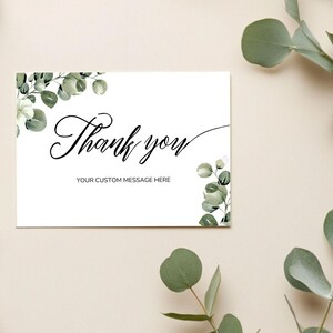Thank You Card Template | Elegant Eucalyptus Leaves Design | Editable ...