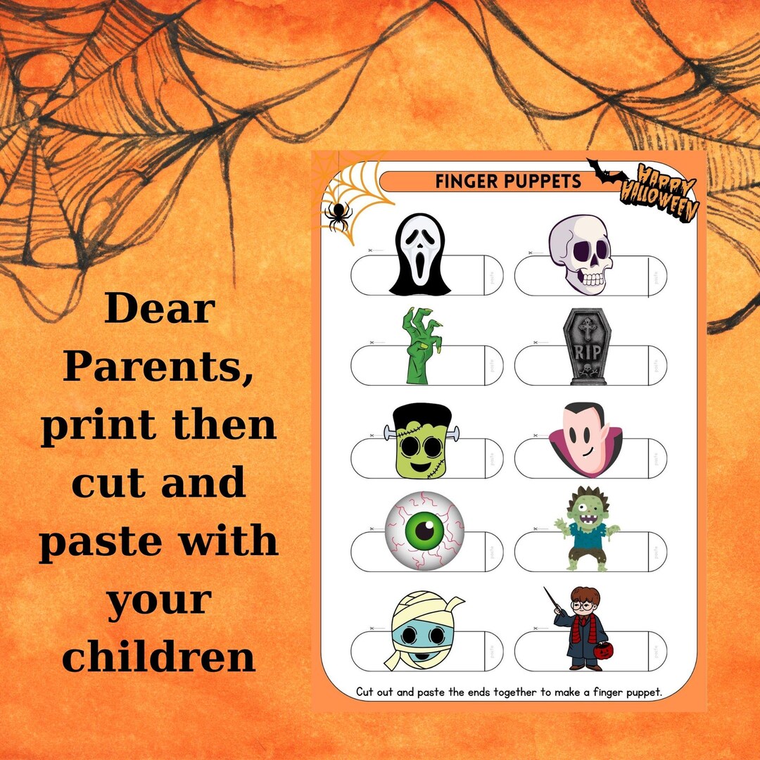 Halloween Printable Finger Puppets, Paper Puppets Pdf, Halloween Toys ...