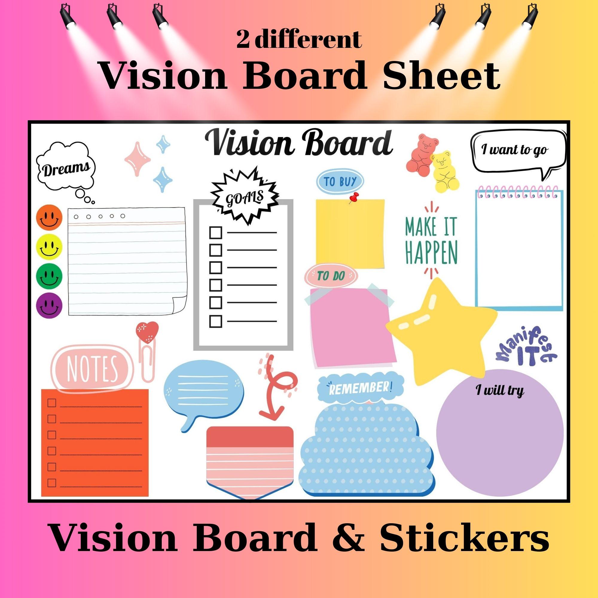 Vision Board Printable: Manifestation Planner With Stickers (PDF) - Etsy