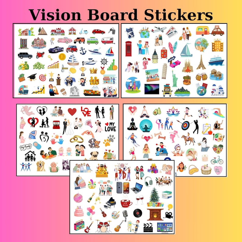 Vision Board Printable: Manifestation Planner With Stickers (PDF) - Etsy