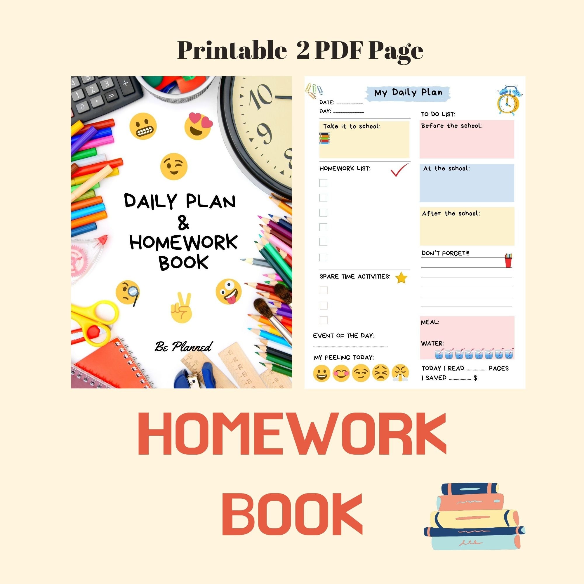 Homework Notebook Page, Digital Student Daily Plan, PDF Work Page ...