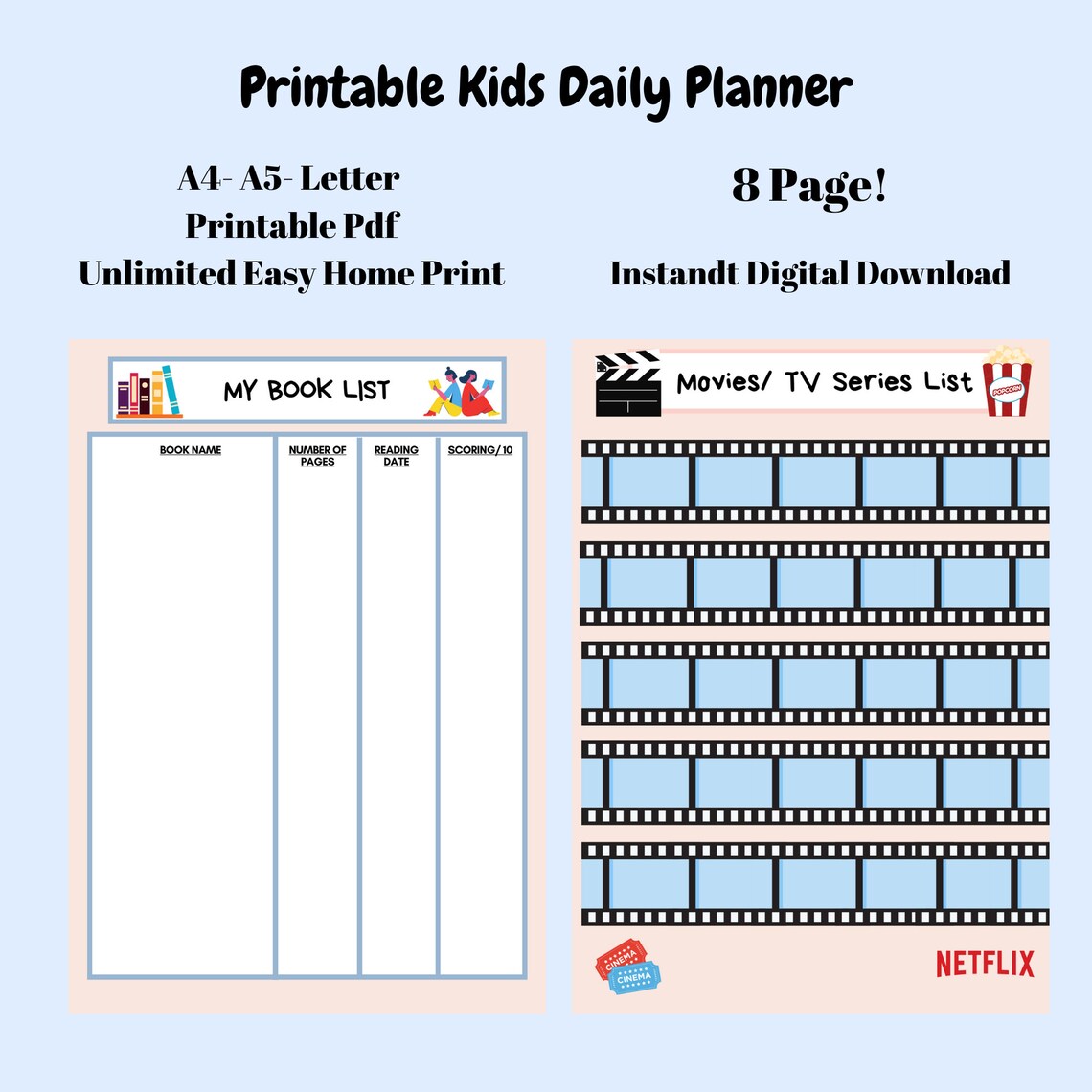 Kids Daily Planner, Kids Daily Schedule, Printable Agenda for Kids ...