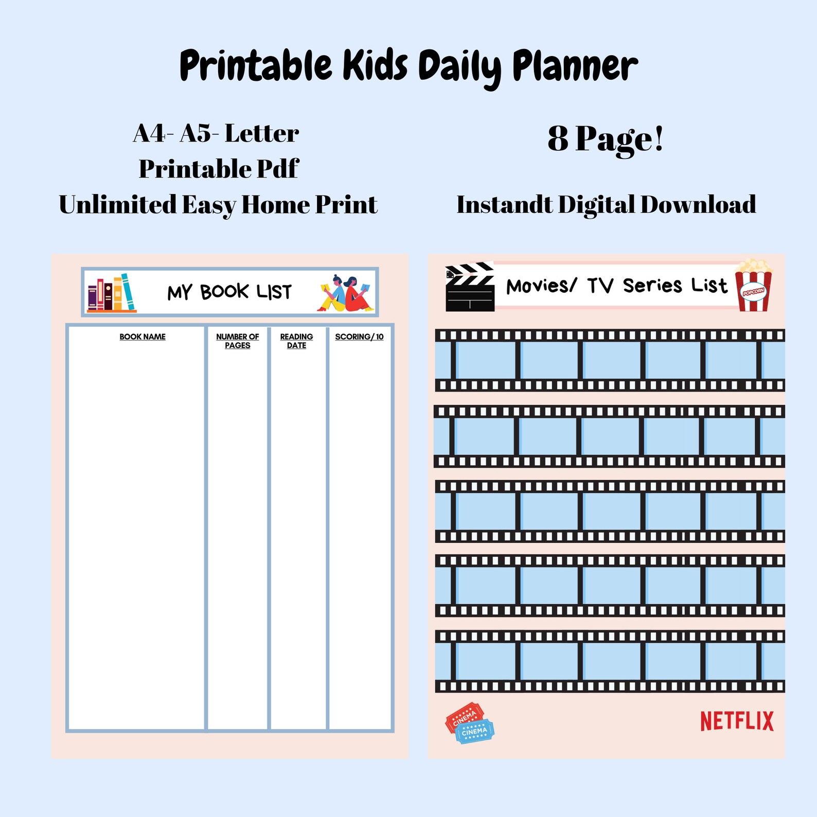 Kids Daily Planner, Kids Daily Schedule, Printable Agenda for Kids ...