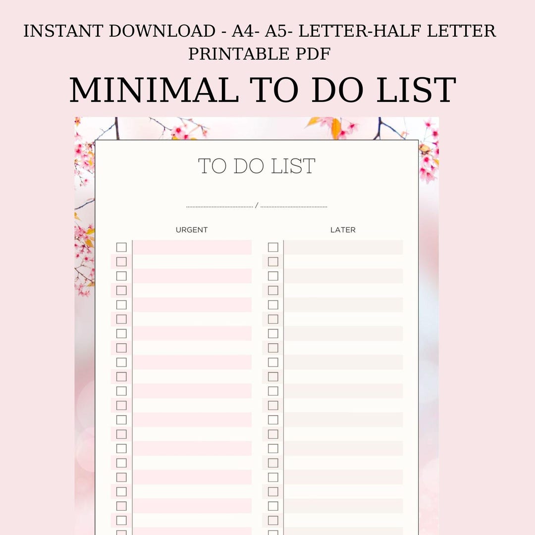 Minimal to Do List Printable: Urgent & Later (PDF) - Etsy