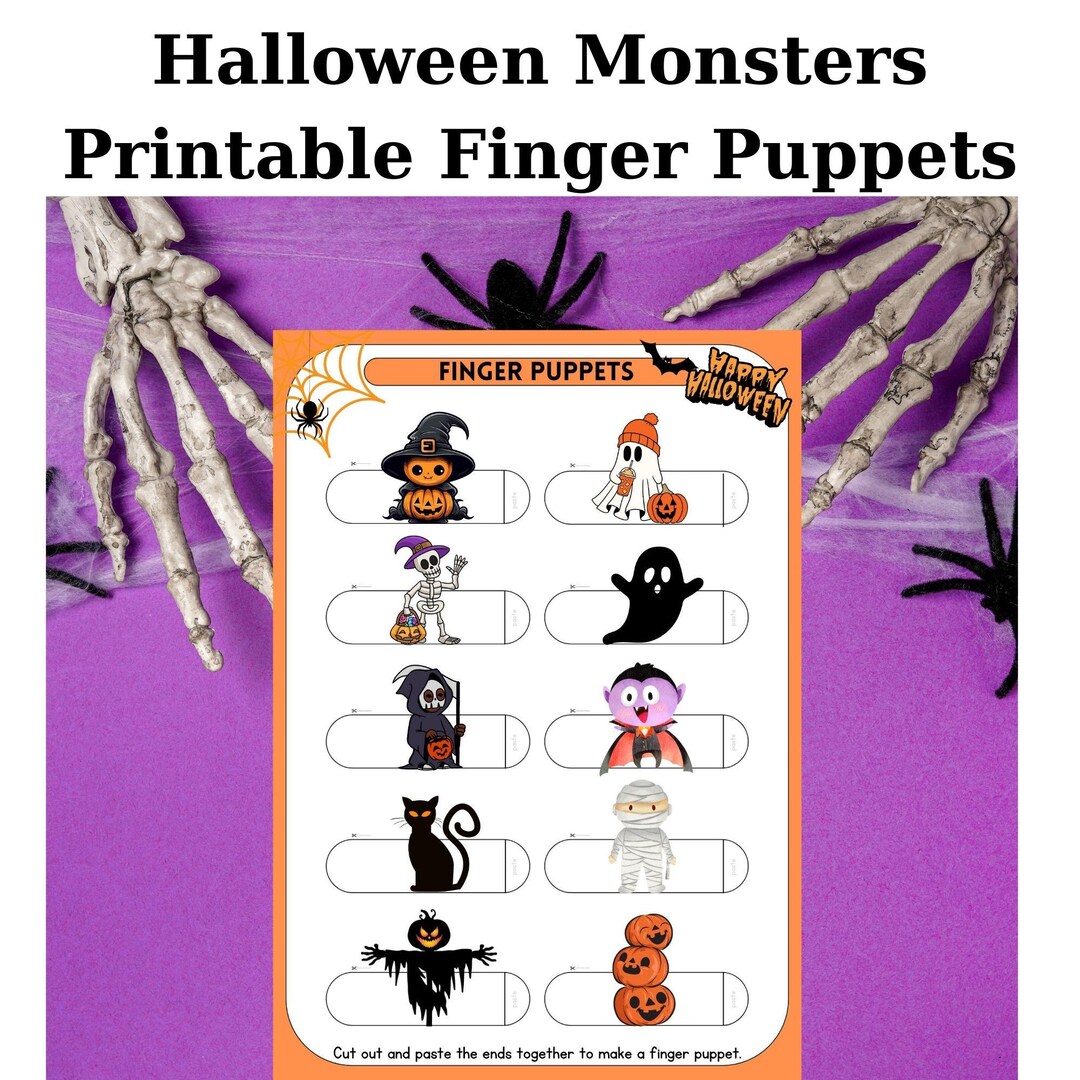 Halloween Printable Finger Puppets, Paper Puppets Pdf, Halloween Toys ...