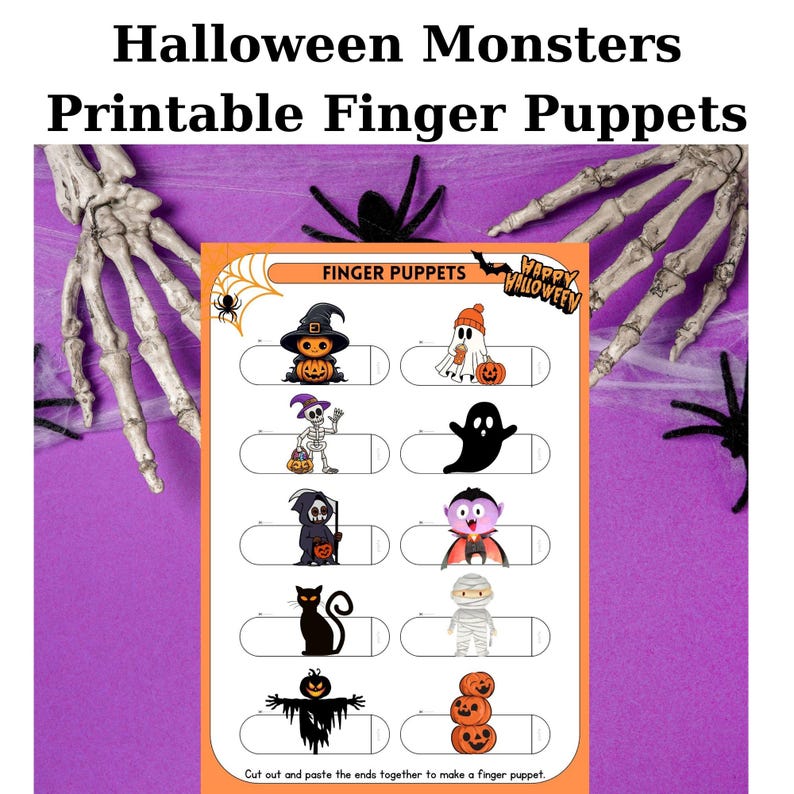 Halloween Printable Finger Puppets, Paper Puppets Pdf, Halloween Toys ...