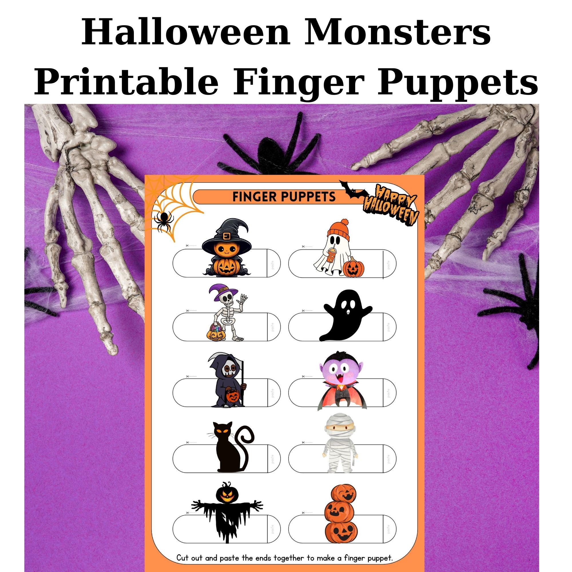 Halloween Monsters Finger Puppets: DIY Paper Craft (PDF) - Etsy