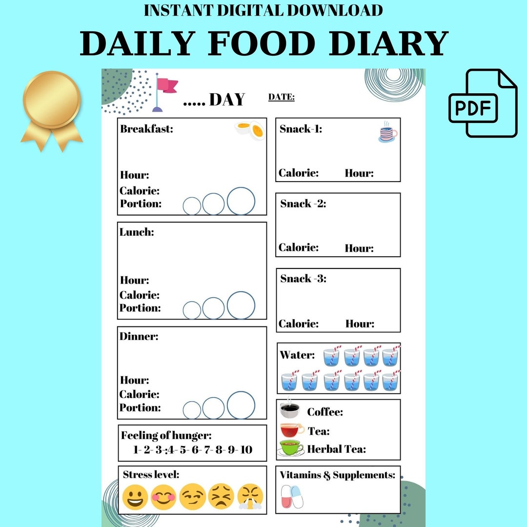 Weight Loss Daily Food Journal, Wellness Planner, Nutrition Diary ...