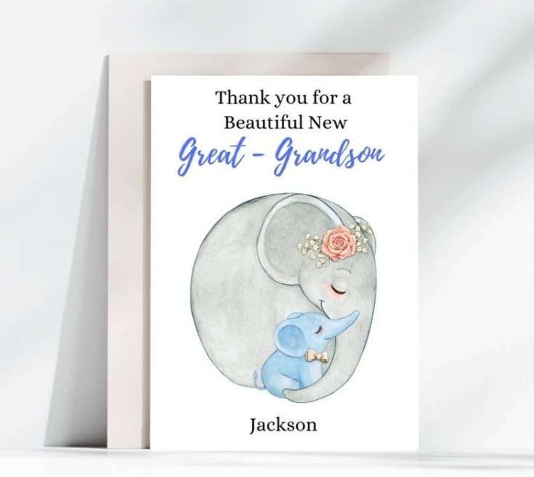Great Grandson Welcome to the World Card, Custom Birth Card, New Baby ...