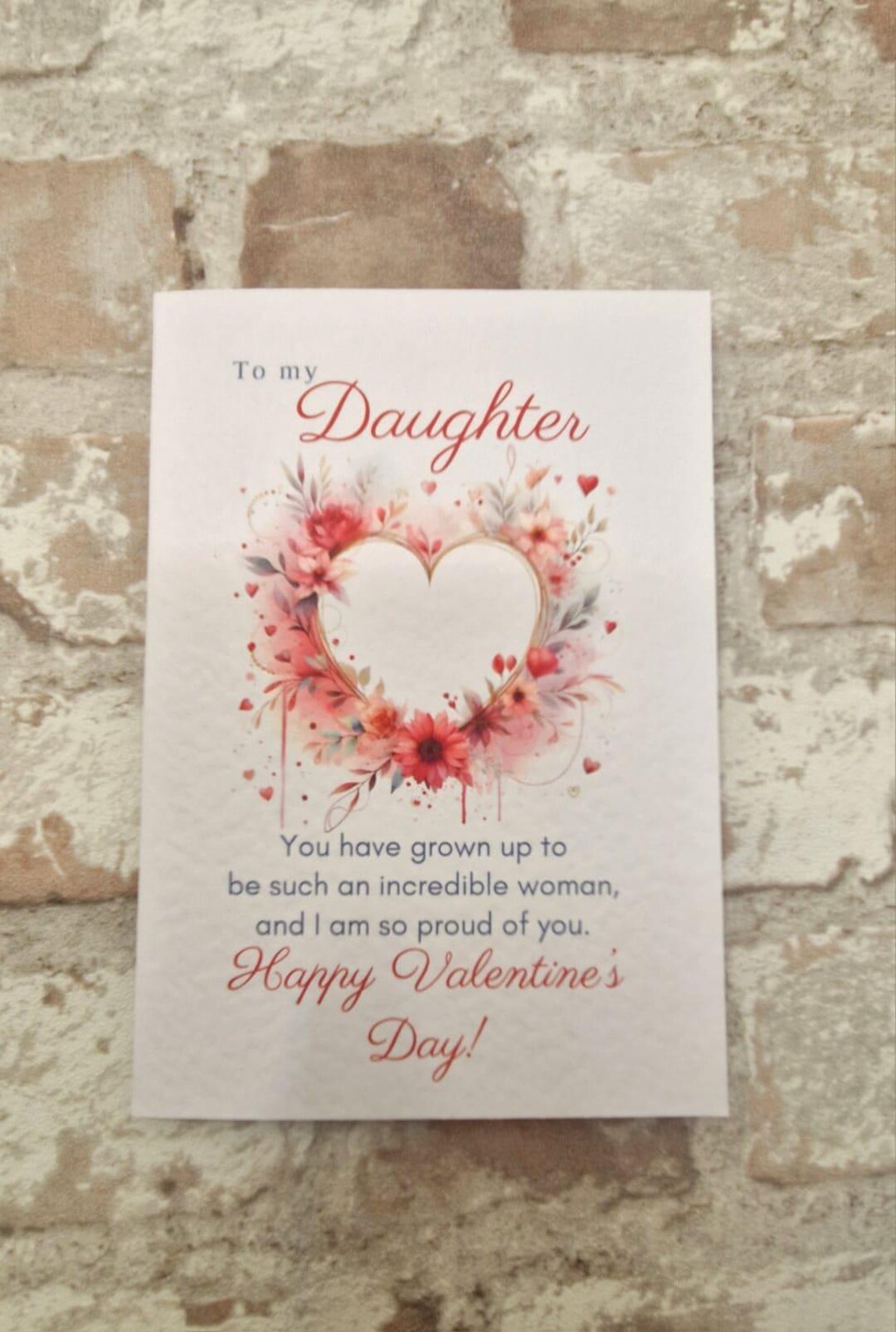 Flower Heart Valentine Card From Daddy to Daughter, Wish Valentine Card ...
