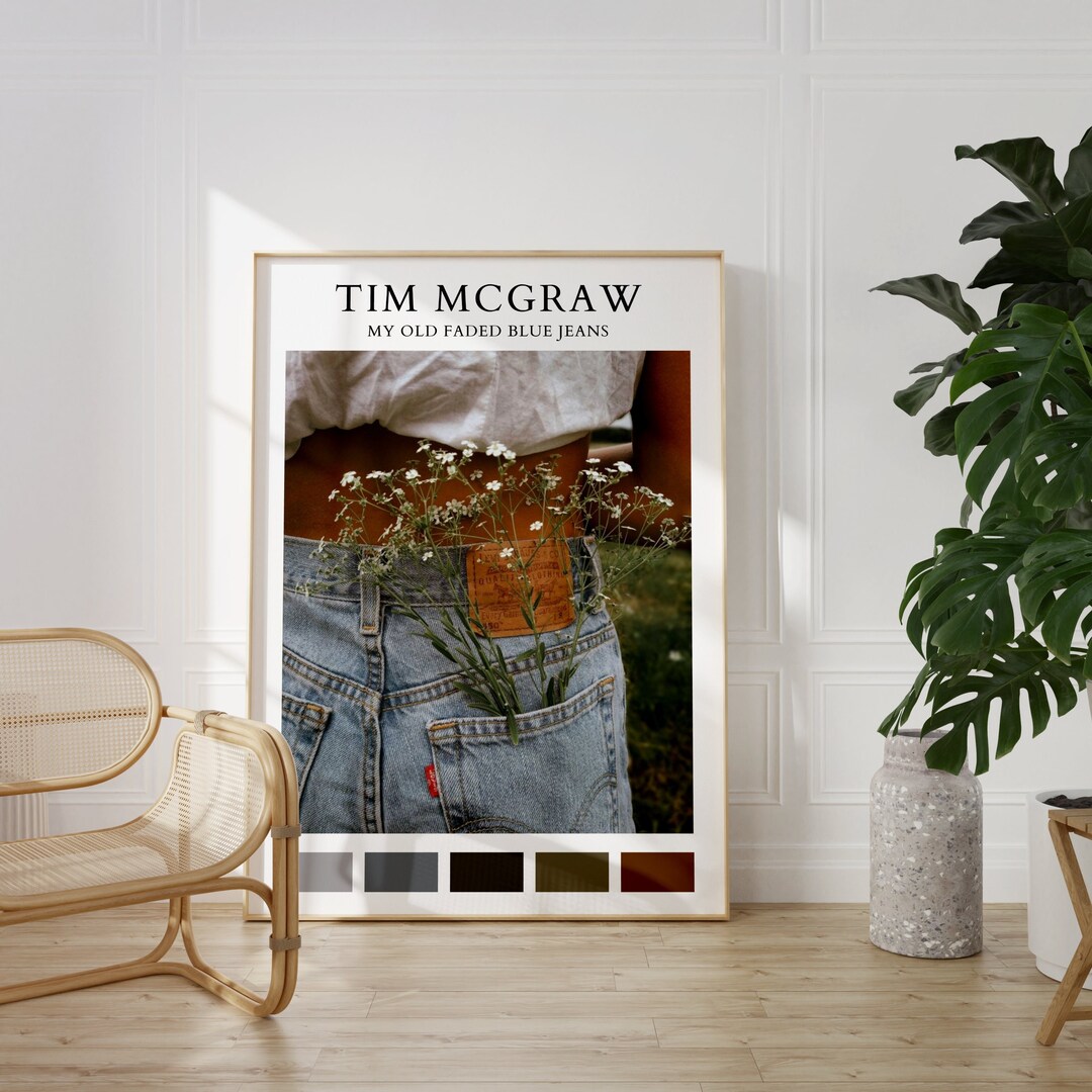 Tim Mcgraw Poster, Debut Album, Modern Chic Wall Art, Floral Old Faded ...