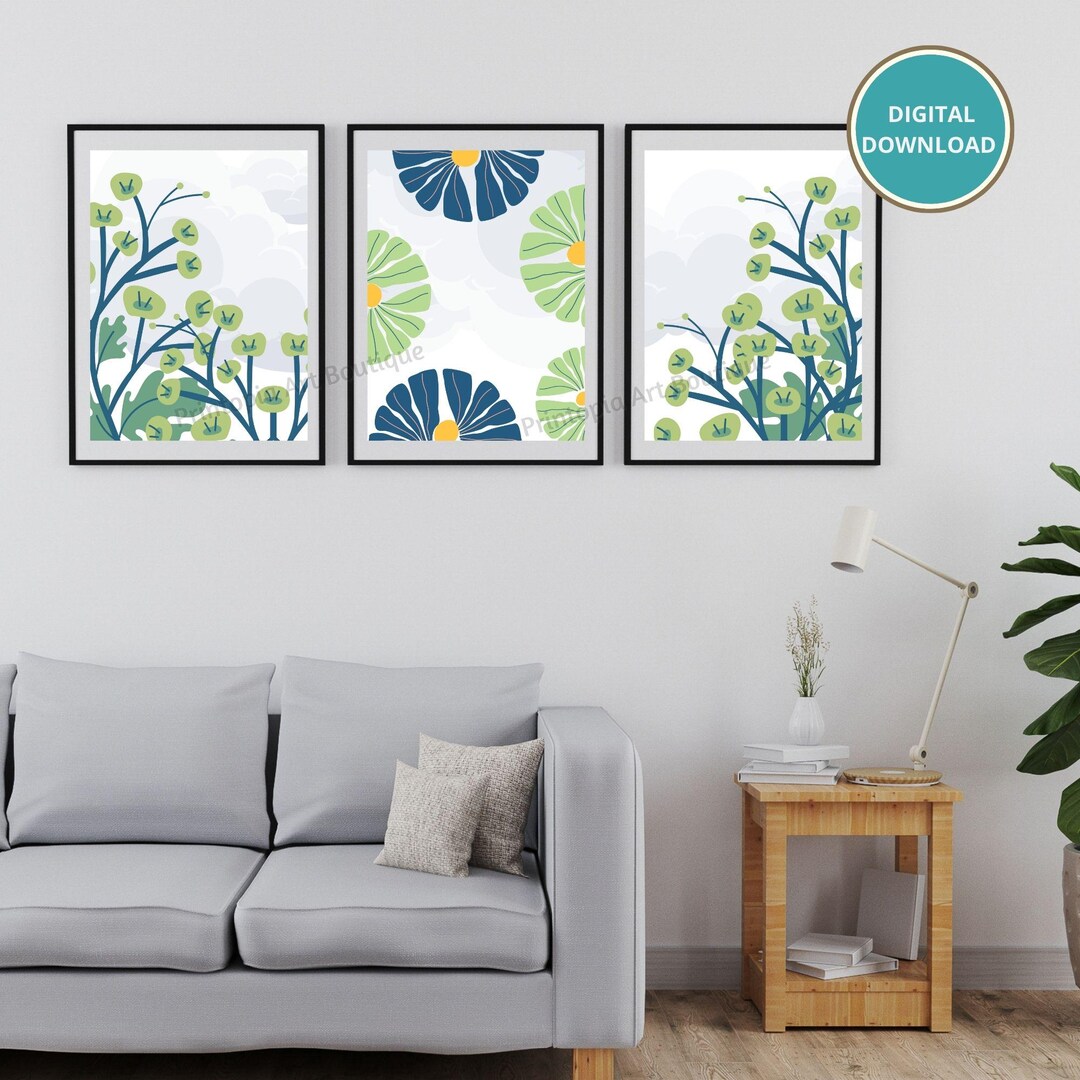 Set of 3 Nature-inspired Posters Ready to Print. Abstract Floral Art ...