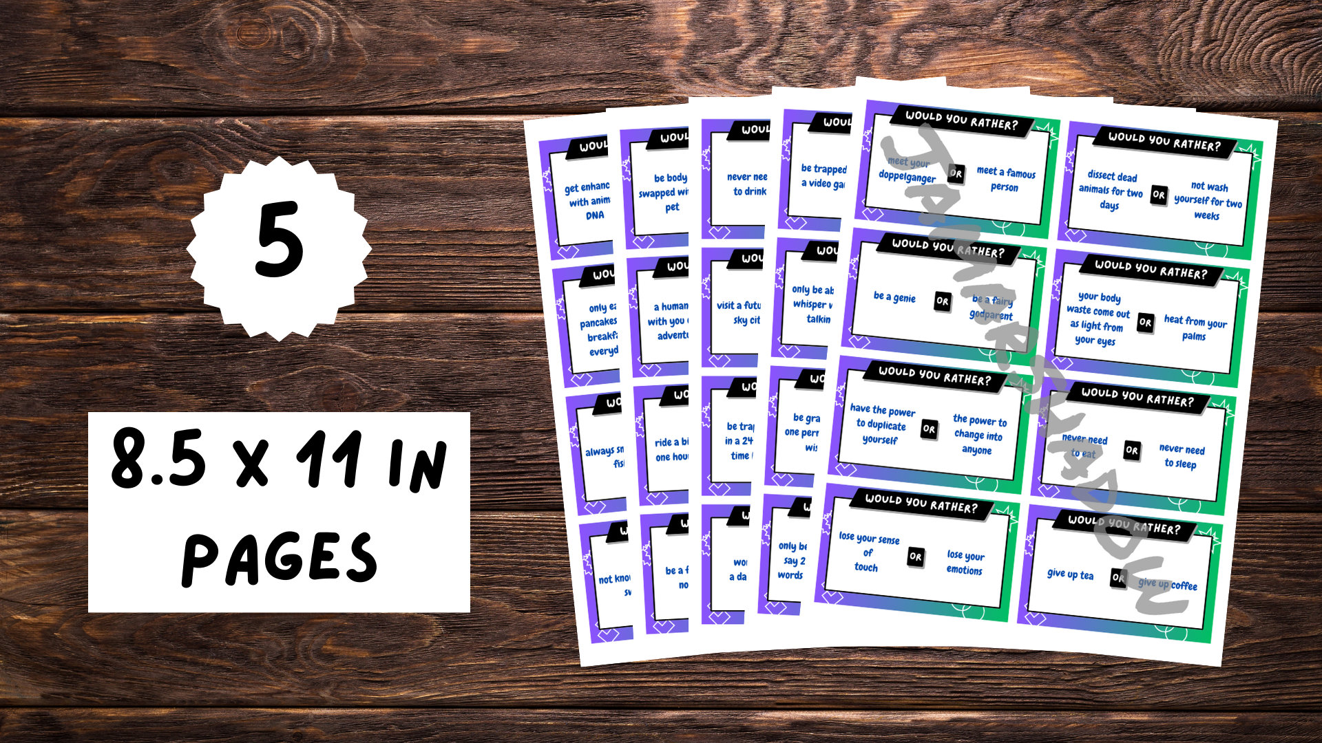 Fun Would You Rather Game Printable to Enjoy With Others or by Yourself ...