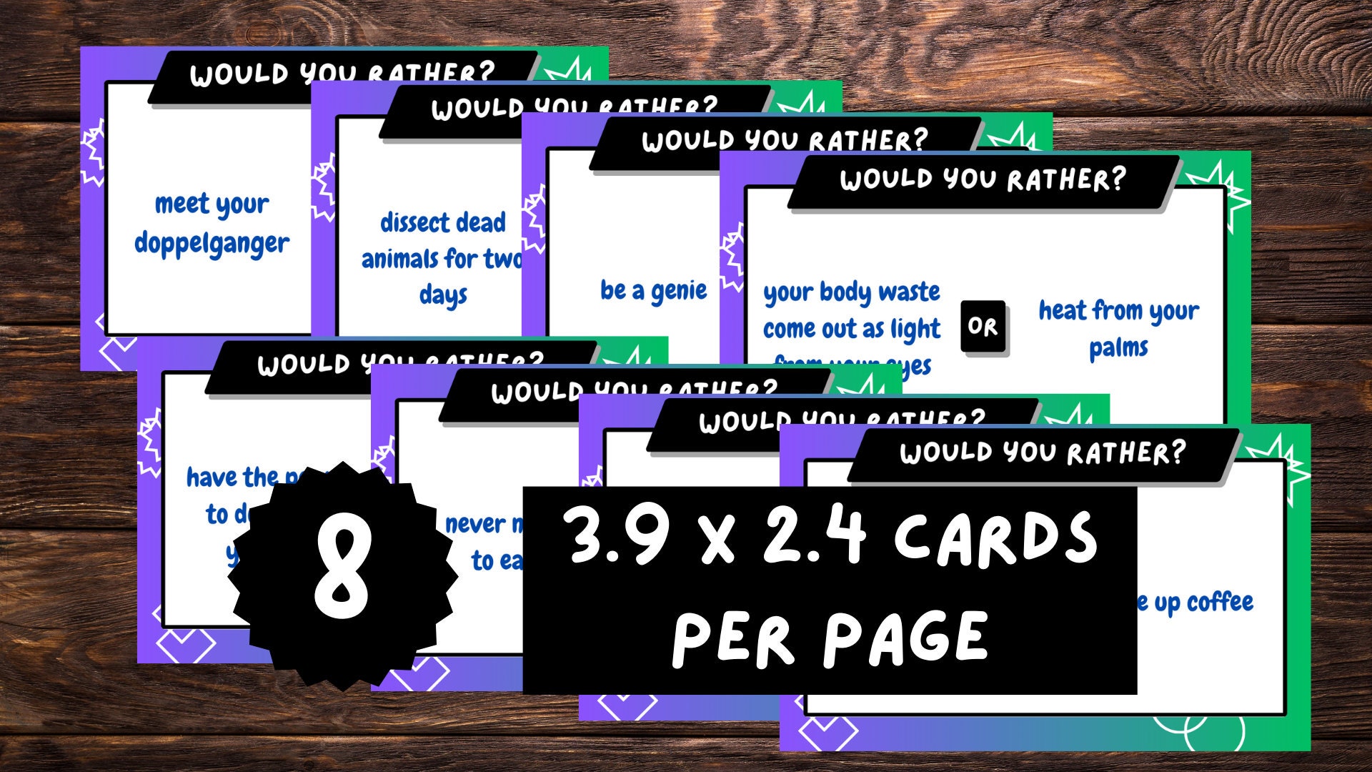 Fun Would You Rather Game Printable to Enjoy With Others or by Yourself ...