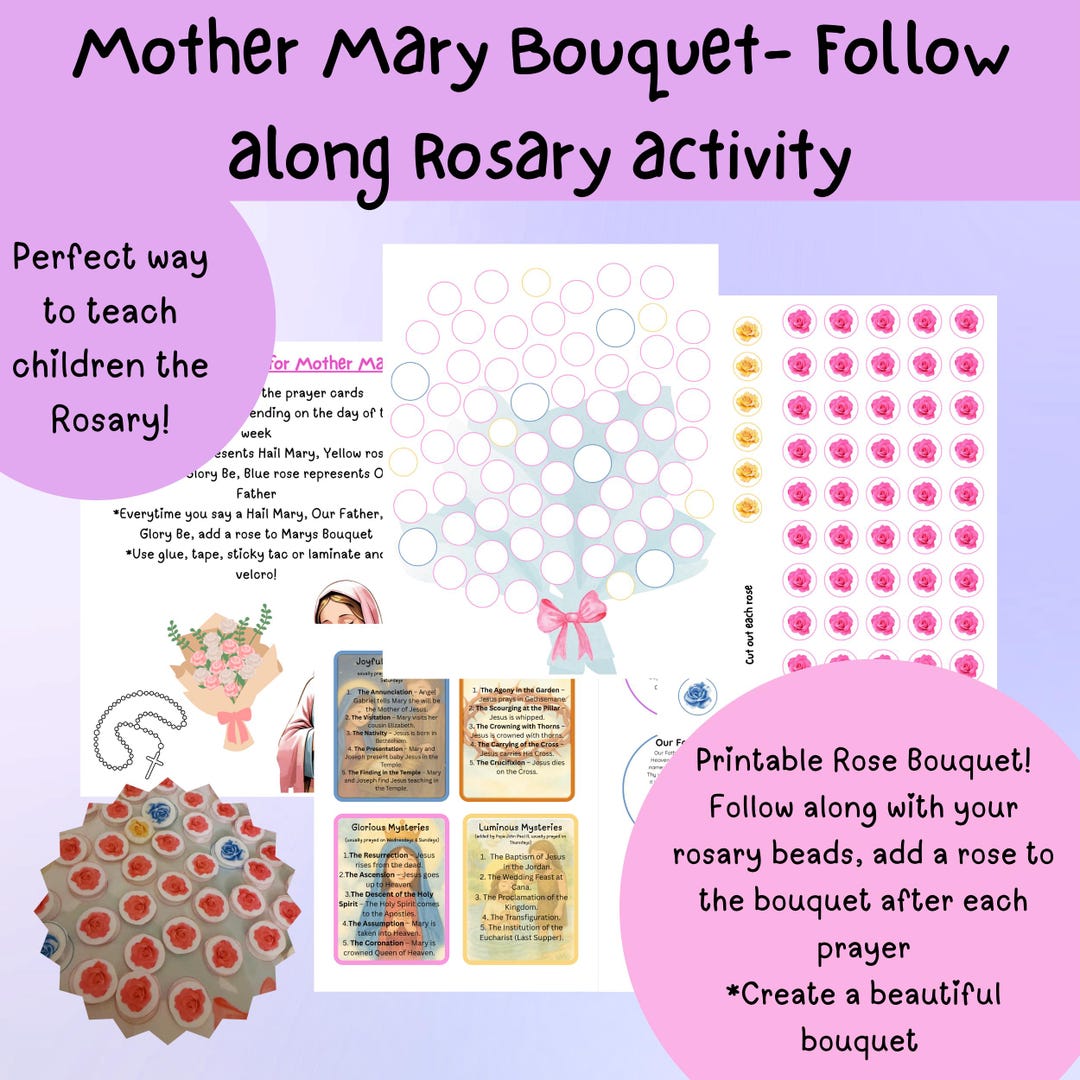 Printable Rosary Activity for Kids- Mary’s Rose Bouquet | Catholic ...