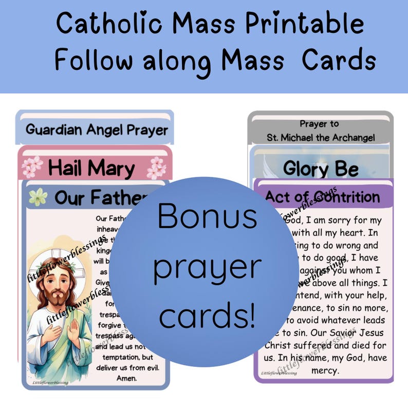 Printable Catholic Mass Follow-along Cards for Kids | 30+ Card Set ...