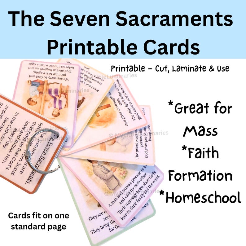 Catholic Printable Cards for Kids, Sacraments, Catholic Faith Learning ...