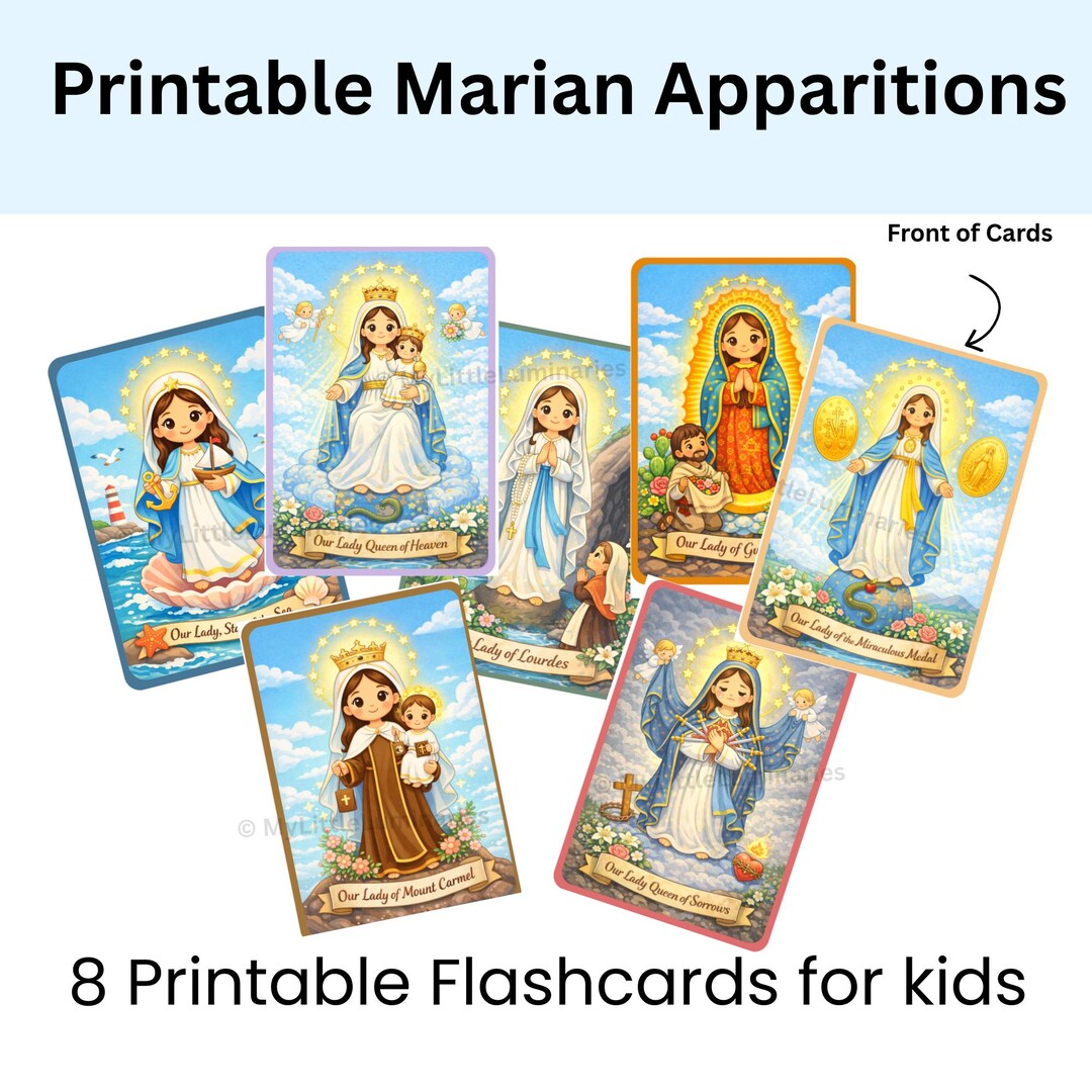 Marian Apparitions Printable Flashcards for Kids| Catholic Mother Mary ...