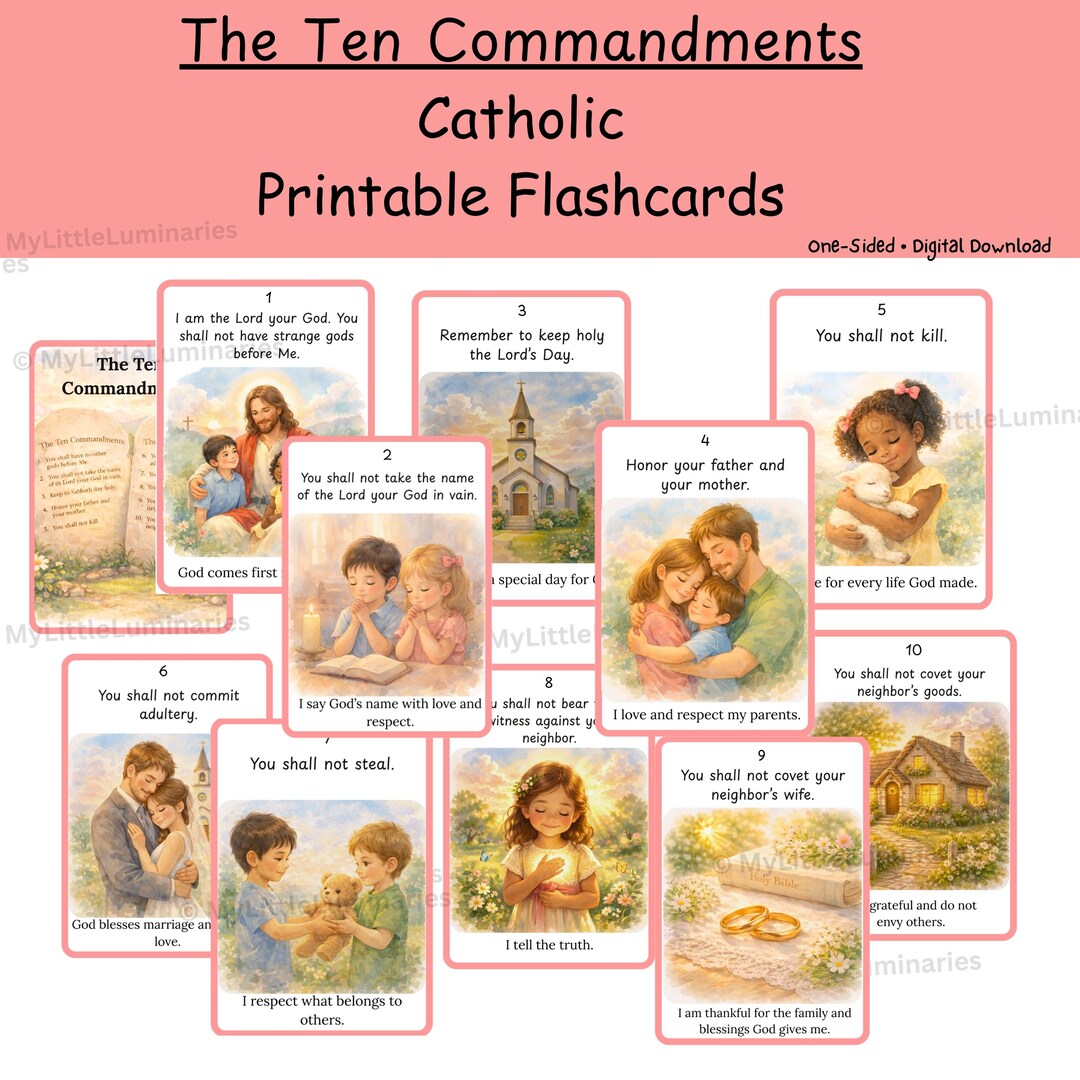 Catholic Ten Commandments Printable, Catholic Digital Download, Faith ...