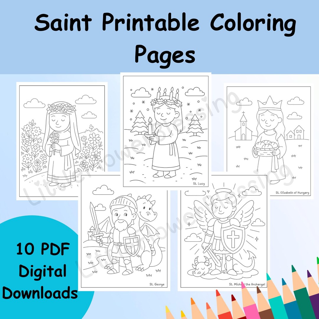 Catholic Saints Coloring Pages for Kids, 10 Printable PDF Pages ...