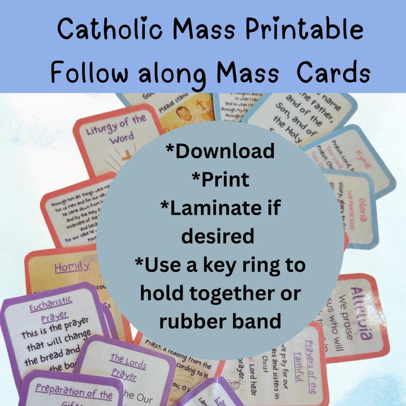 Printable Catholic Mass Follow-along Cards for Kids | 30+ Card Set ...