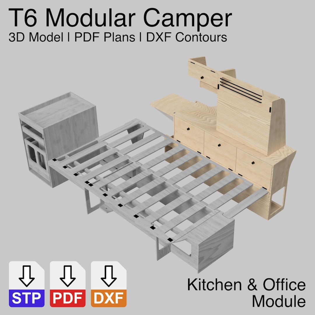 VW T6 SWB Camper Plans PRO – Passenger Side 3D Step Model + Dxf ...