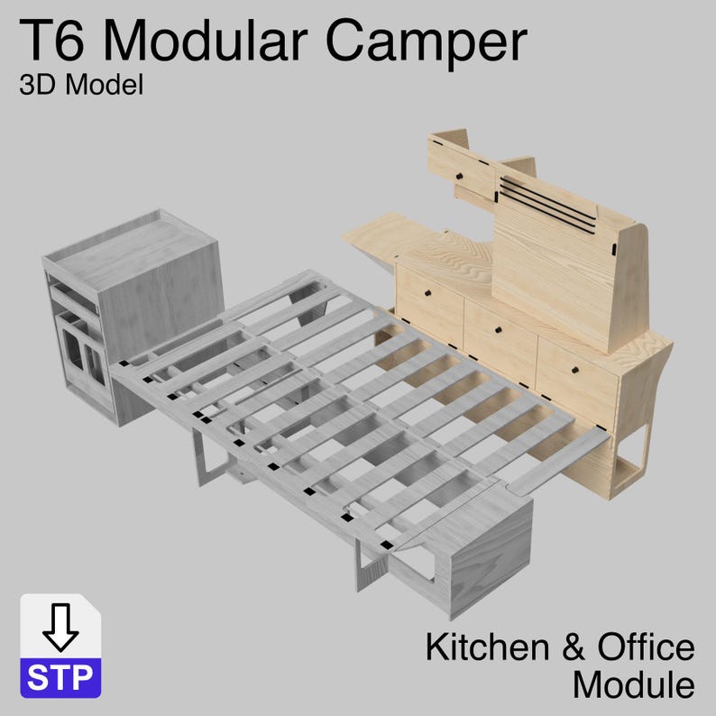 VW T6 SWB Camper 3D Model – Passenger Side 3D Step Model – Kitchen ...