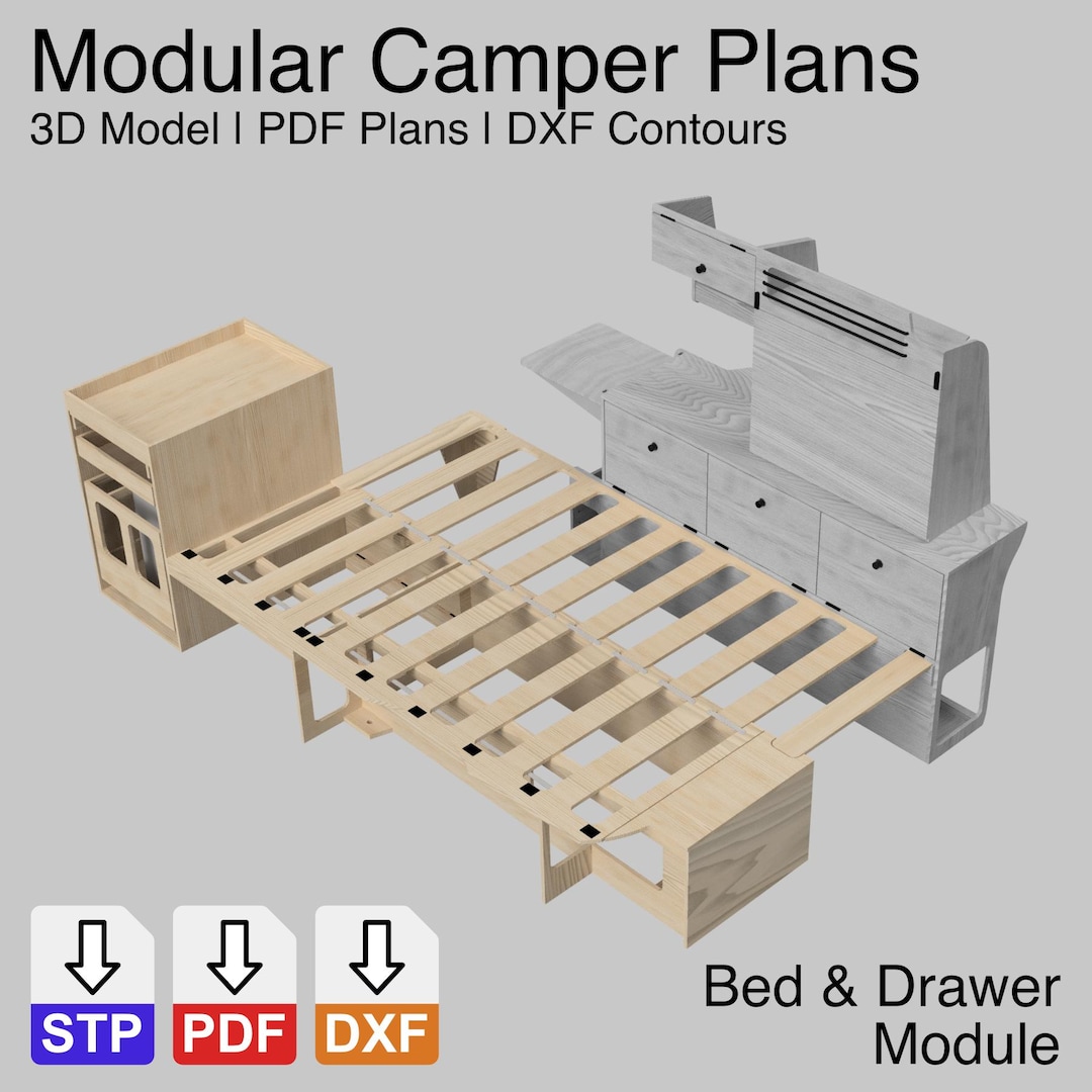 Camper Van CNC Plans PRO – Short Wheelbase – Bed & Drawer Module – Dxf ...