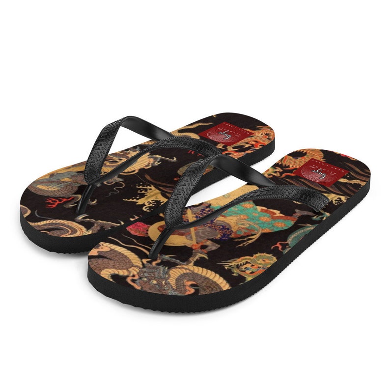 Unisex Flip-flops - Chinese Dragon & Snake Signature Design - S,M,L - Etsy