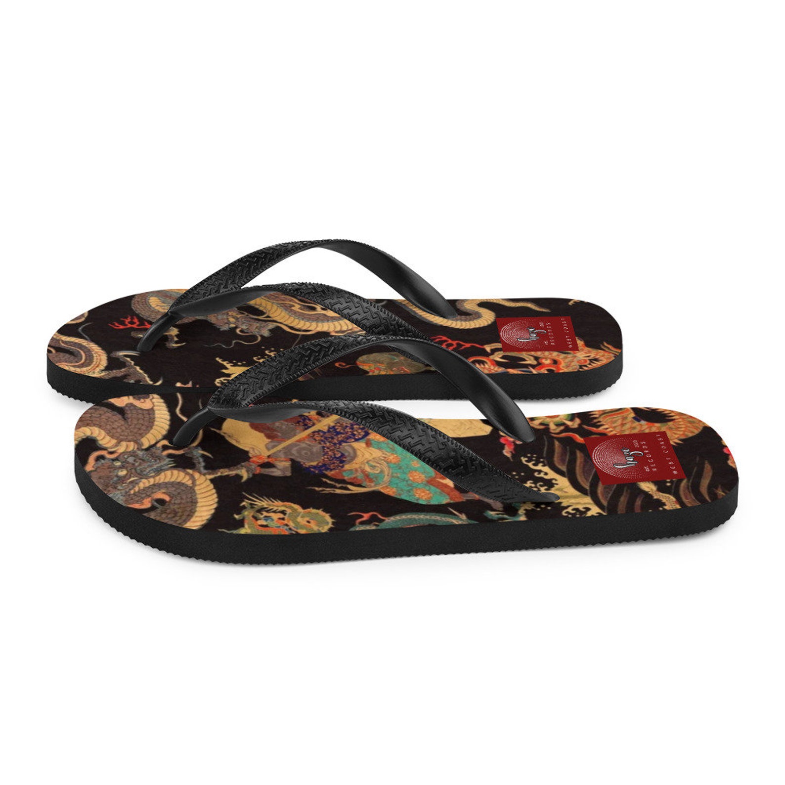 Unisex Flip-flops - Chinese Dragon & Snake Signature Design - S,M,L - Etsy