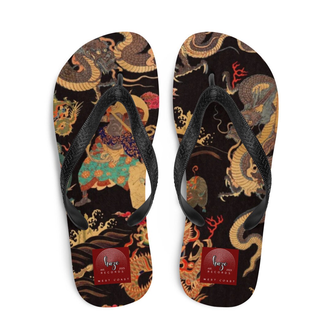 Unisex Flip-flops - Chinese Dragon & Snake Signature Design - S,M,L - Etsy