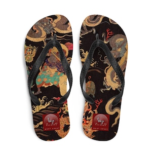 Unisex Flip-flops - Chinese Dragon & Snake Signature Design - S,M,L - Etsy