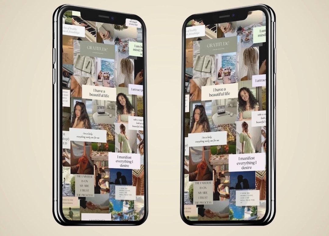 Digital Vision Board Phone CANVA Template Wallpaper, Editable 2025 ...