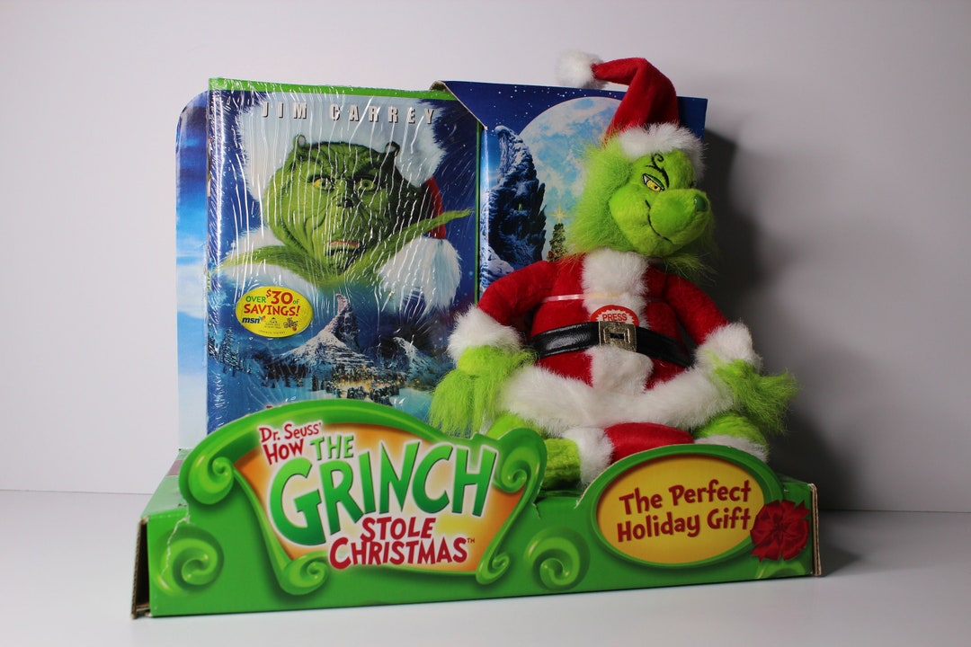 Dr. Seuss How the Grinch Stole Christmas Gift Set VHS With Plush (sound ...