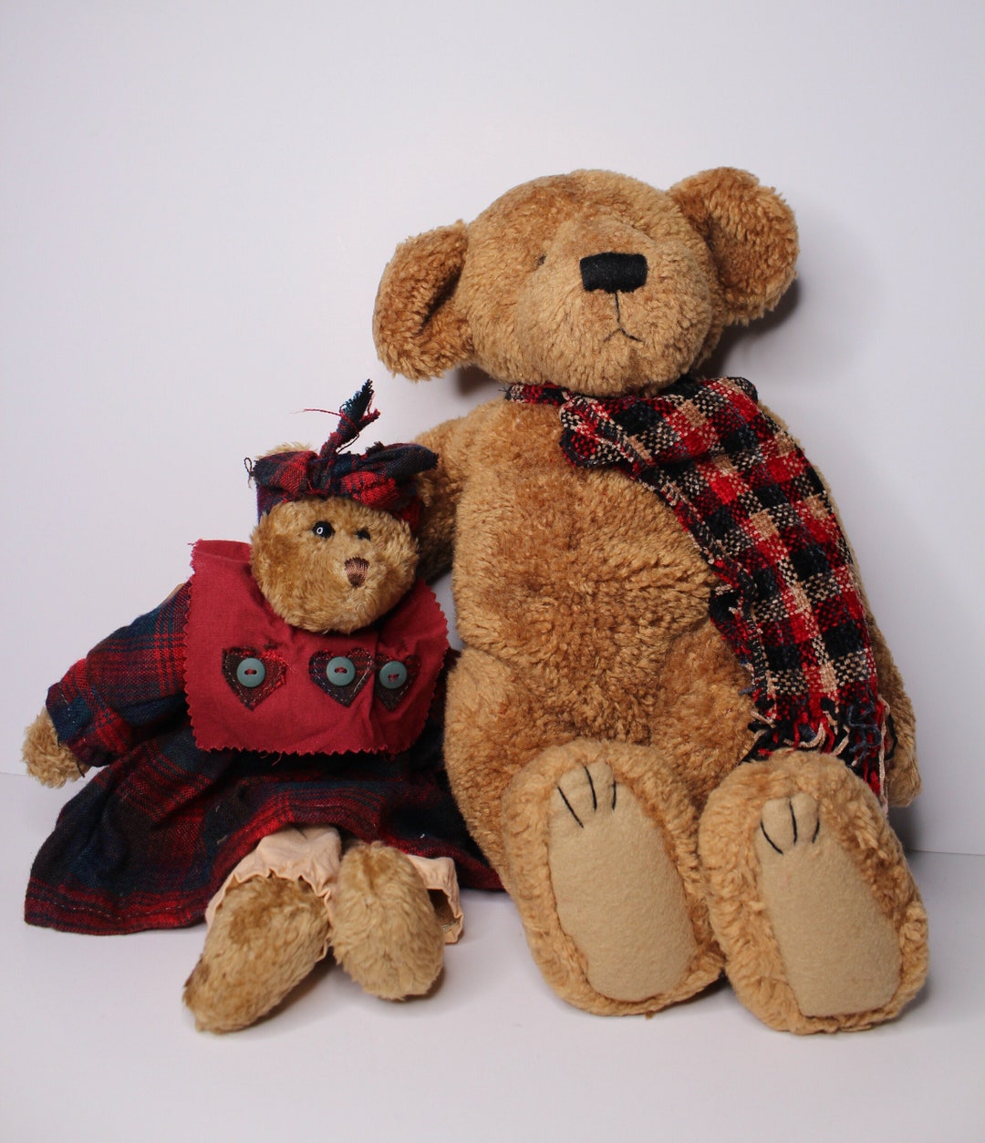 Boyds Bears CLARA Teddy Bear 12" Red Plaid Dress and Boyds Bears 16 ...