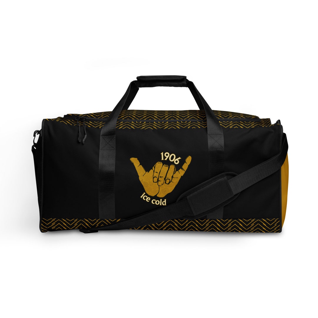 Black and Gold Ice Code Duffle Bag, All-over Print Travel Bag, Luggage ...