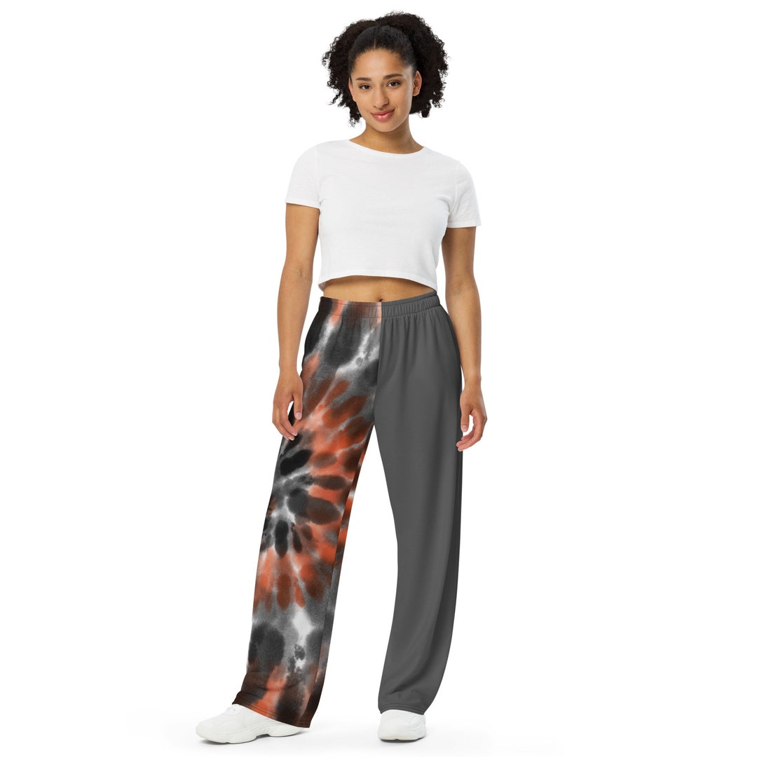 One-leg Tie Dye Wide-leg Pants/pajamas All-over Print - Etsy