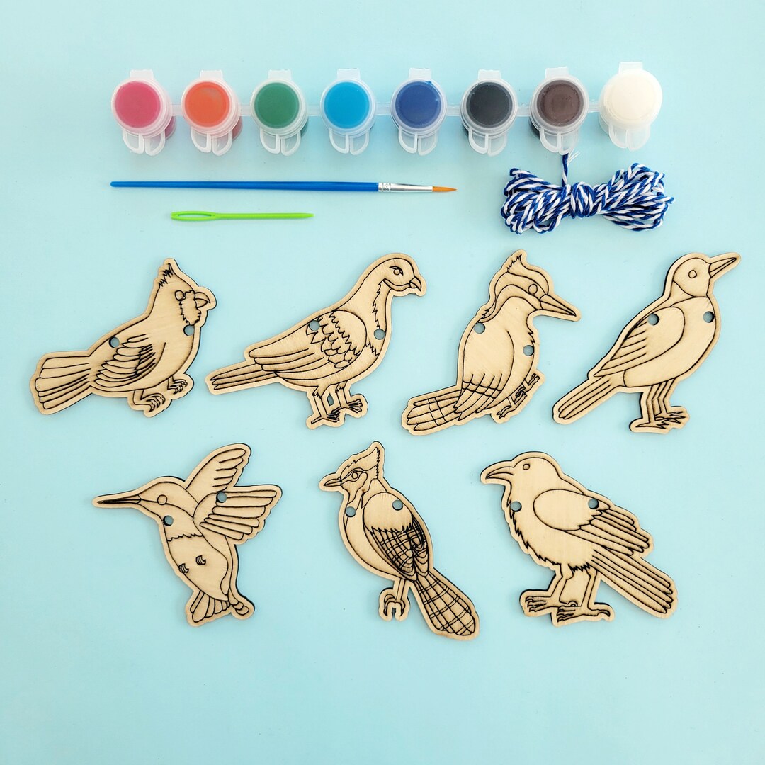 DIY Backyard Birds Educational Wood Garland Craft (hand Drawn)- Paint ...