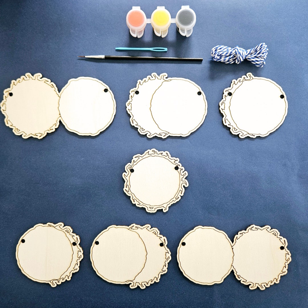 DIY Solar Eclipse Educational Wood Garland Craft (hand Drawn)- Paint ...