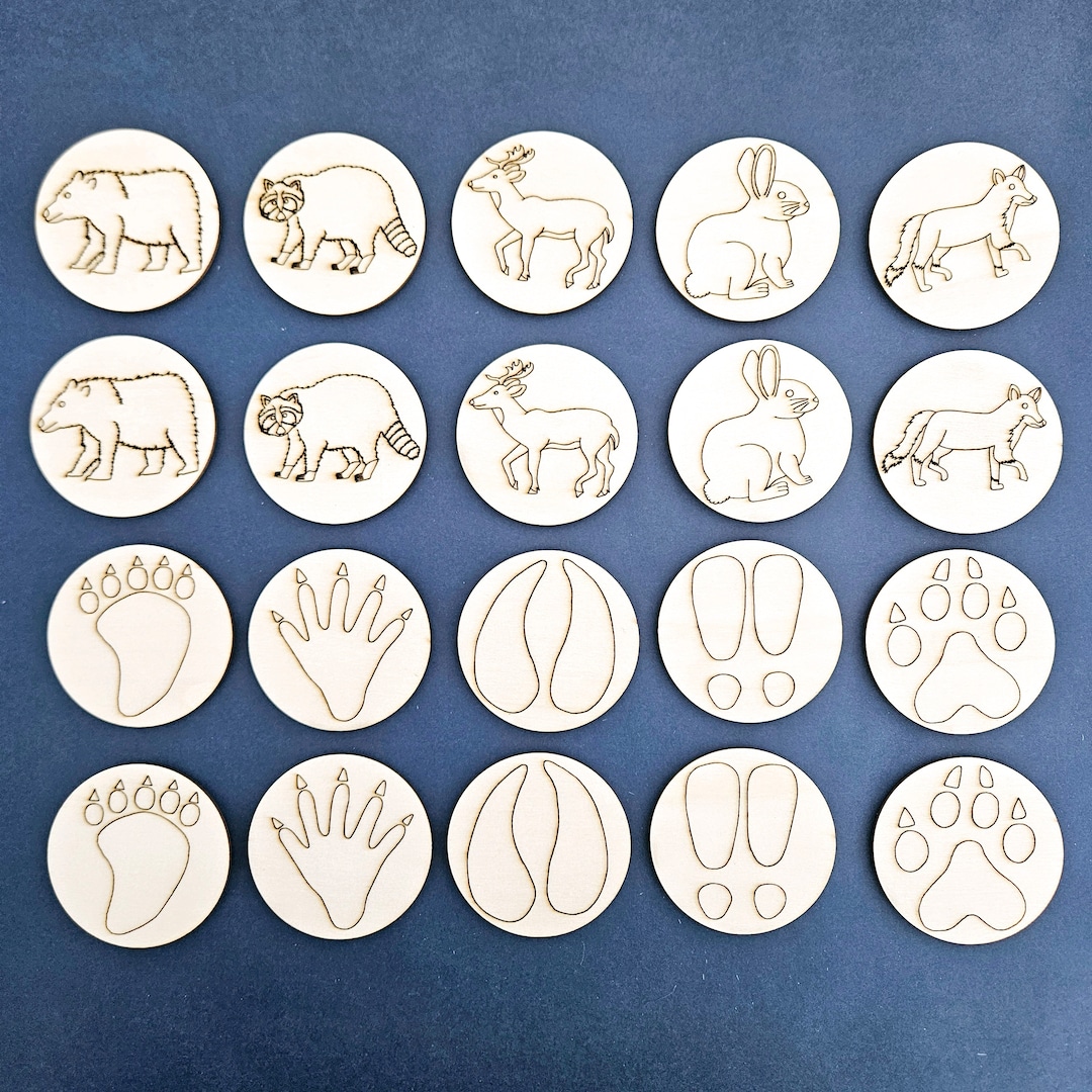 DIY Woodland Animal Tracks Matching Game Craft (hand Drawn) - Etsy