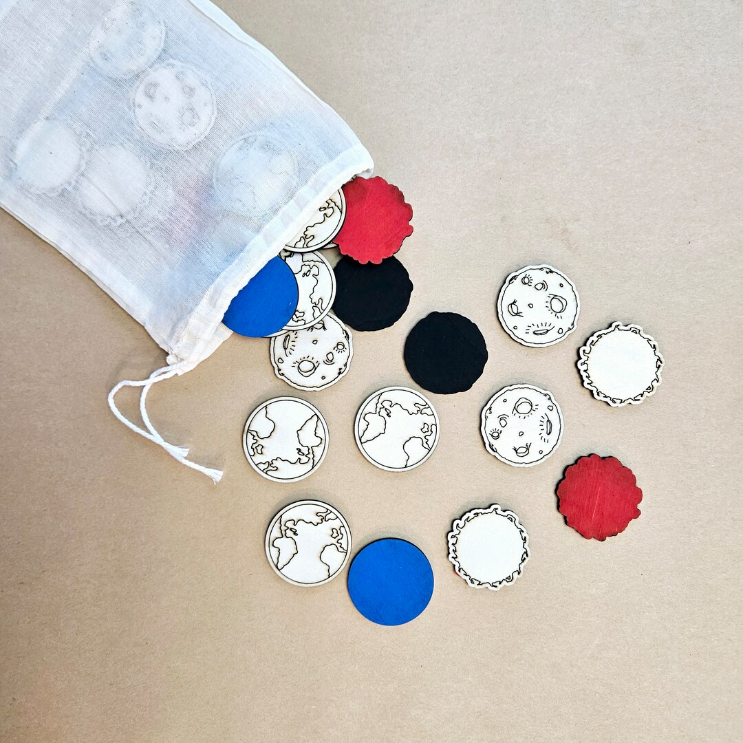 Sun, Earth, & Moon Counters (hand Drawn) - Etsy