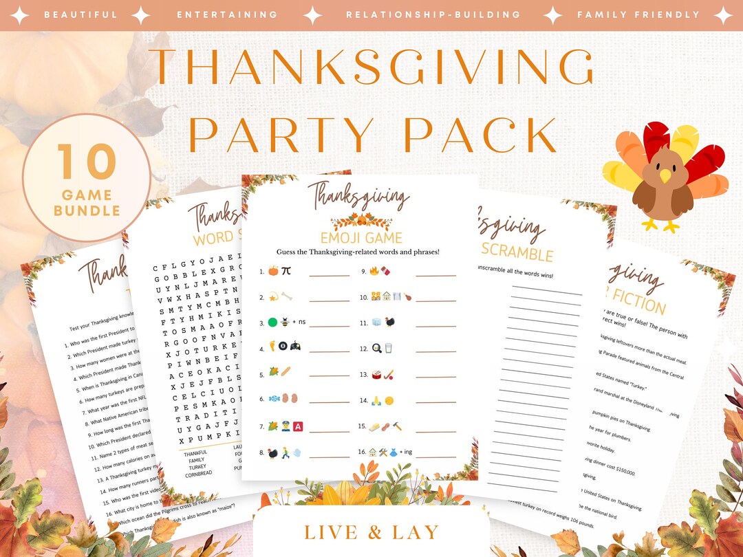 Printable Thanksgiving Party Games | 10 Pack Bundle | Holiday Family ...