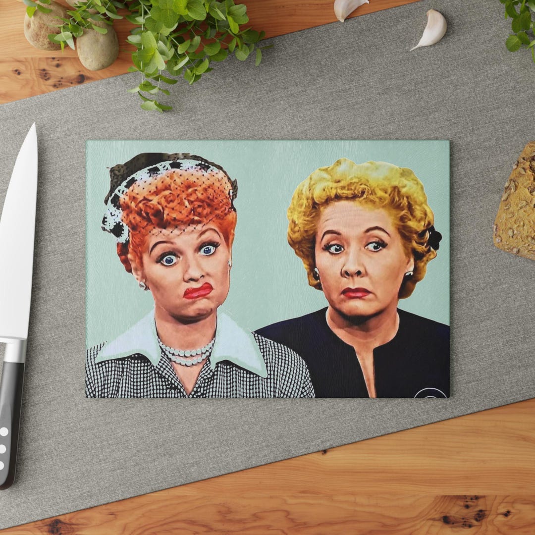 I Love Lucy Glass Cutting Board, Lucy & Ethel Kitchen Decor, Vintage ...